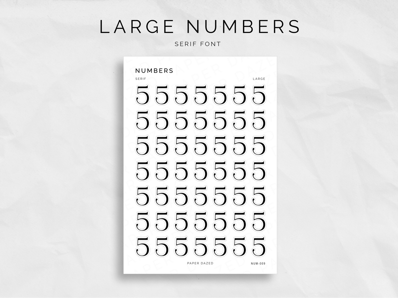 Large Number Stickers - Serif Font – Paper Dazed